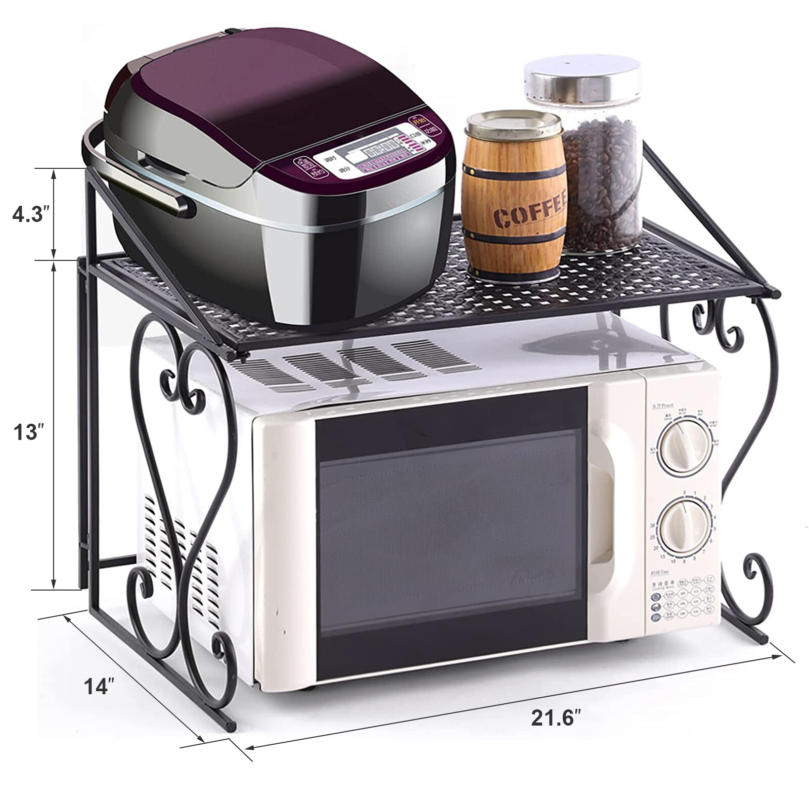 Metal Microwave Oven Rack Shelf Rice Cooker Stand Kitchen Tableware ...