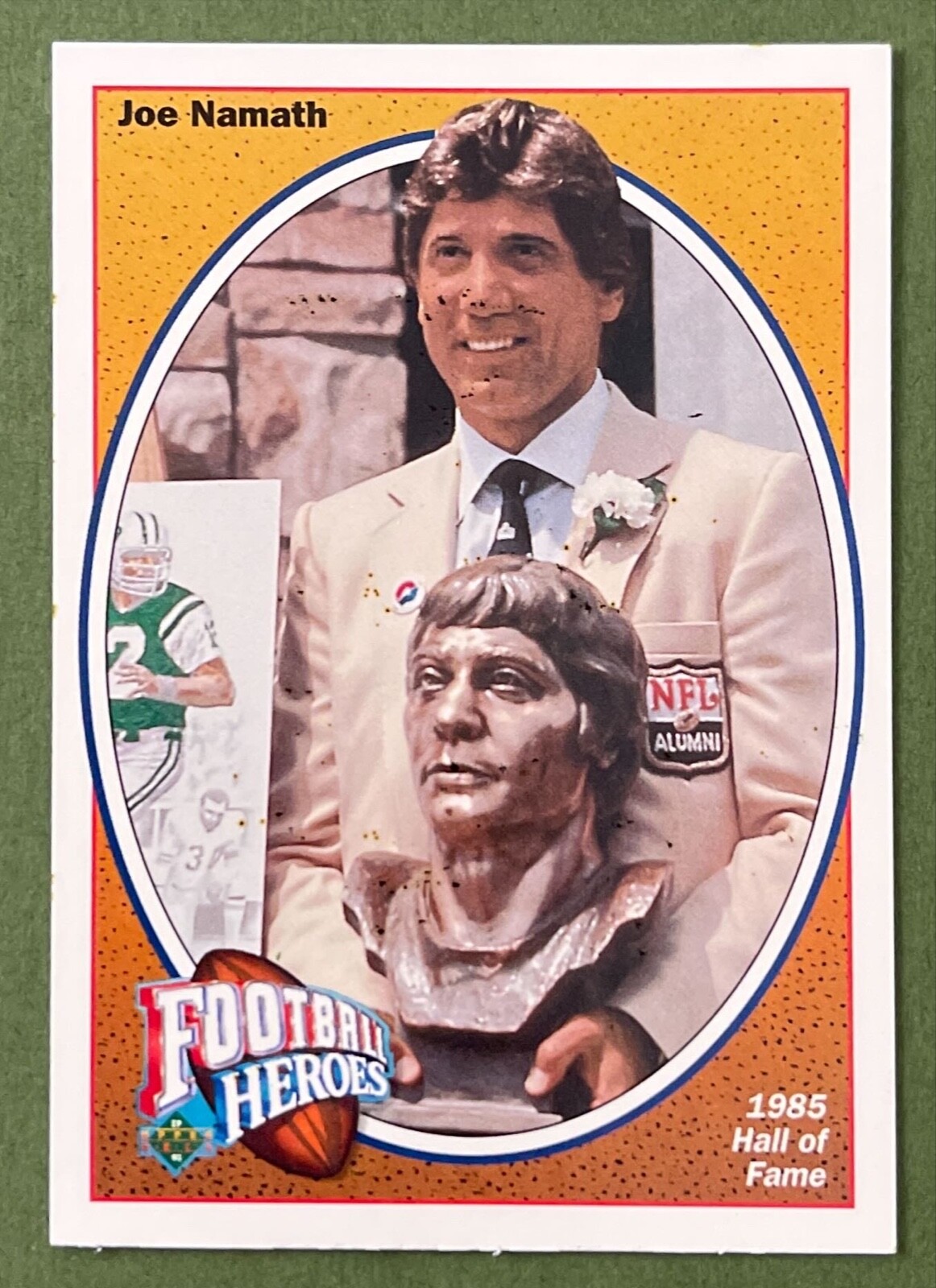1991 UPPER DECK FOOTBALL HEROES JOE NAMATH AUTOGRAPHED 17/ 18 1985 HALL ...