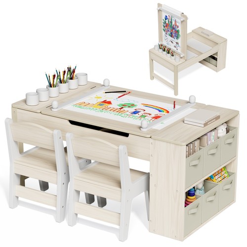 3in1 Activity Craft Table & Chairs Set Kid Wooden Drawing Table Set W ...