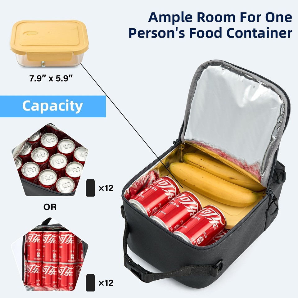 Insulated Lunch Bag with Adjustable Shoulder Strap, Lunch Box for Women ...