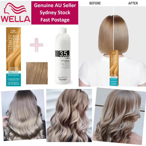 Wella Demi Permanent 9NA Light Natural Ash Blonde + 3.5vol Developer ...