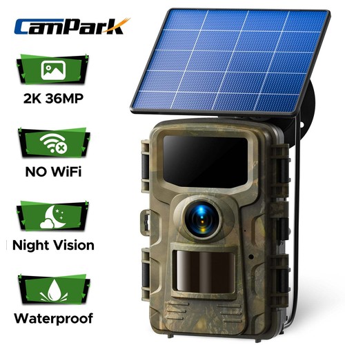 Campark Solar-power Trail Camera 2K 36MP Hunting Game Camera with 120 ...