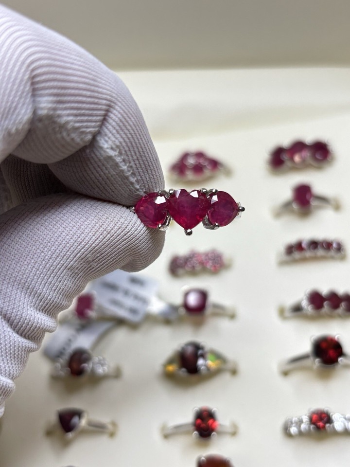 (50) .925 Sterling Silver Ring Lot! 171.8g Gemstones Garnet Ruby ...