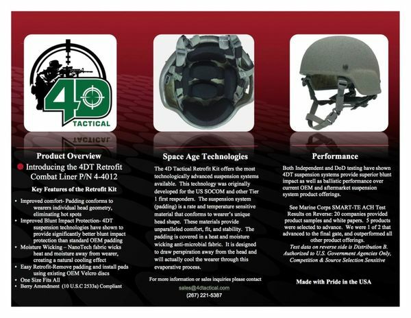 4D Tactical ACH Retrofit Pad Kit-Fits all ACH,ECH, MICH, PASGT, and ...