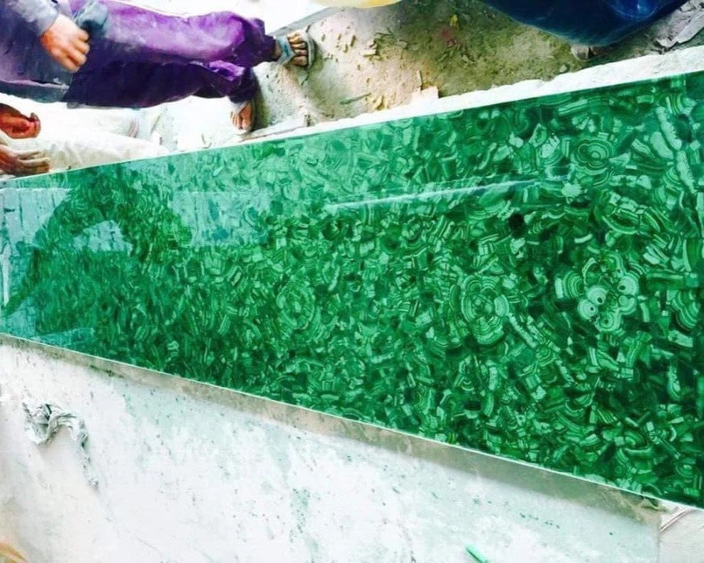 60"x30" Malachite Stone Console Table Top, Center Bar Interiro Counter ...