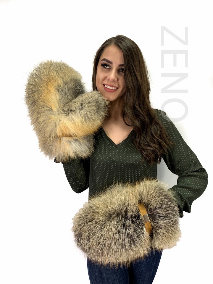 Giant Golden Island Fox Fur Mittens Saga Furs Full Fur Winter Gloves | eBay