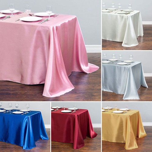 145-200 Satin Tablecloth Rectangle Banquet Table Cover Cloth Wedding ...