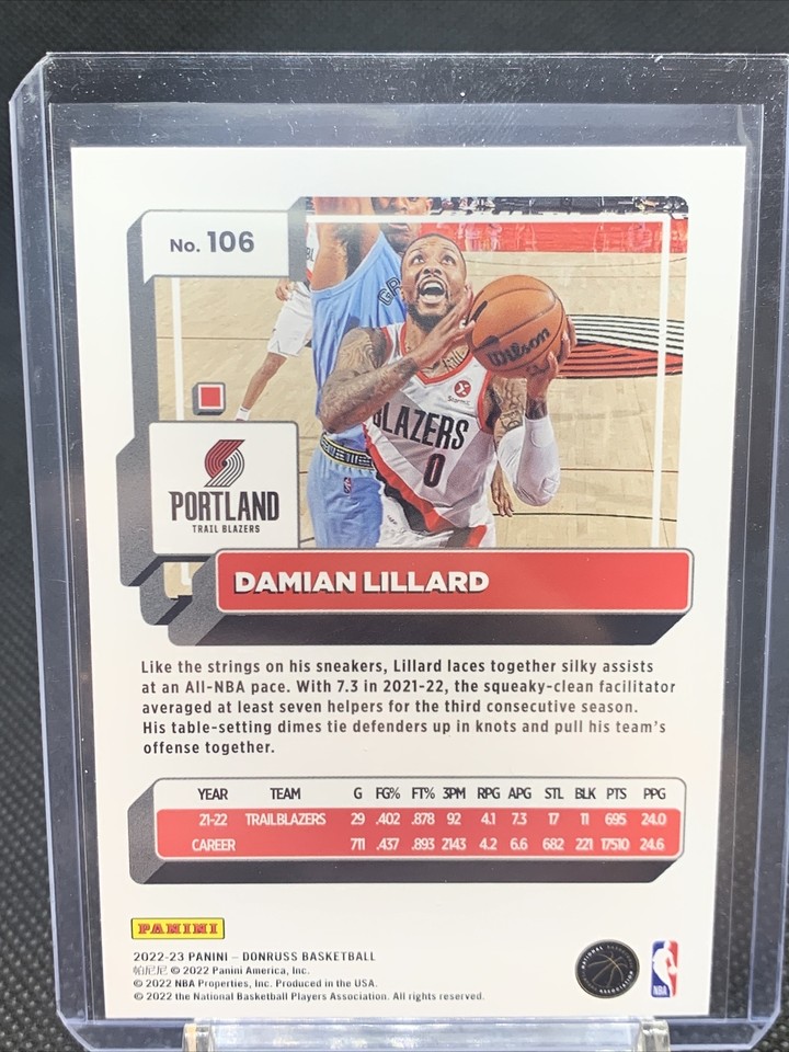 DAMIAN LILLARD SP 2022-23 DONRUSS NBA GREEN LASER HOLO #106 TRAIL ...