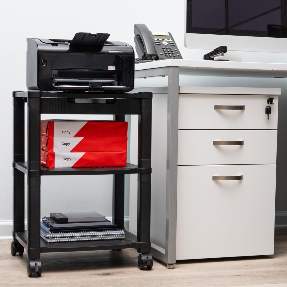 Rolling Printer Cart, Utility Cart, Printer Stand, Desk Storage, Office ...