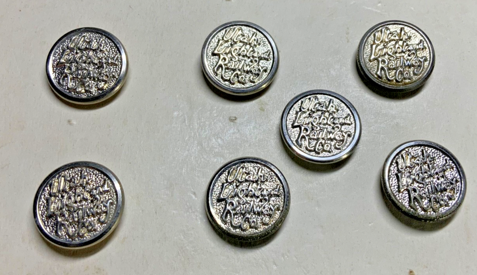 7 SALT LAKE CITY ~ UTAH LIGHT & RAILWAY CO. 15mm NICKEL CUFF BUTTONS ...