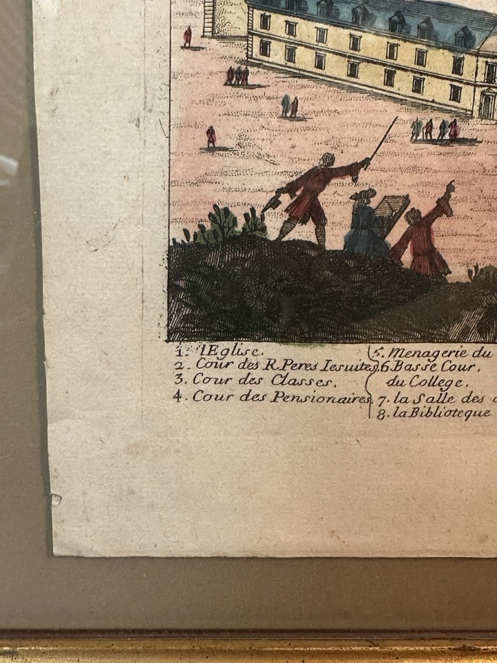 PIERRE AVELINE -Antique French Hand Colored Engraving Print, Royal ...