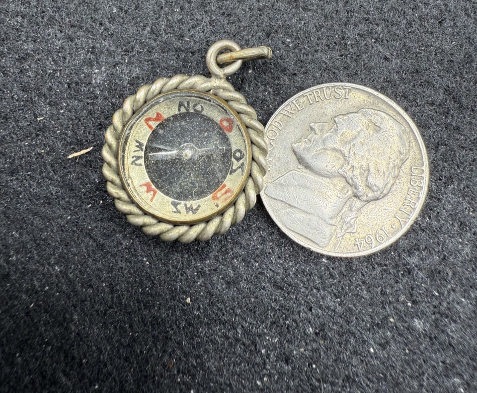ANTIQUE VICTORIAN COMPASS FOB / CHARM~glass cracked~hand painted | eBay