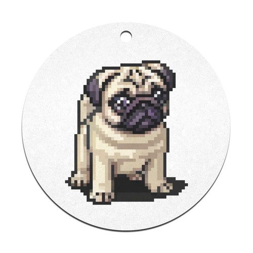 2 x 70mm 'Pixel Art Pug Puppy' Flat Christmas Baubles (CB00122810) | eBay