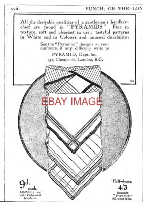 1912 ADVERT for PYRAMIDS Gentleman's Handkerchief Small Original Print ...