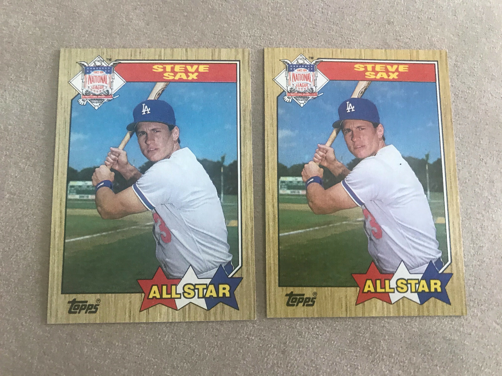 2 1987 Topps Baseball Cards #596 Steve Sax All Star LA Dodgers NMMT ...