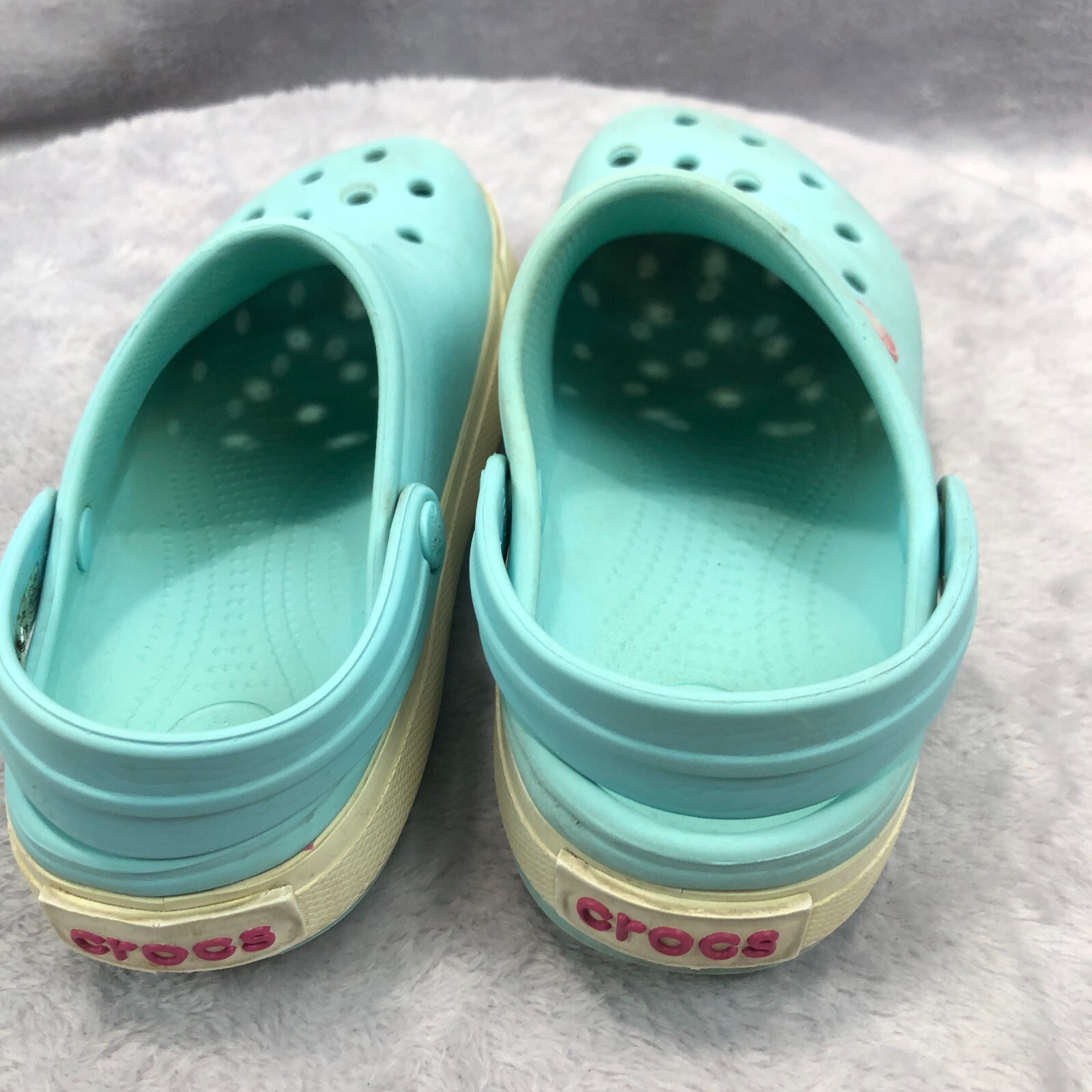 Crocs Unisex Kids Crocband Clog Teal With Pink Stripe Size 12-13 | eBay