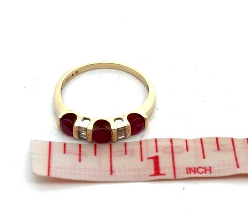 Designer AV 10K Yellow Gold Round Red Ruby Diamond Anniversary Band ...