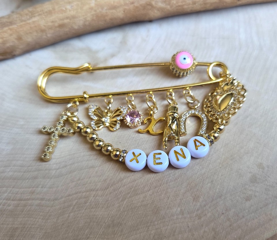 Baptism Baby Pin, Protection Pin, Italian Horn, Evil Eye, Cross ...