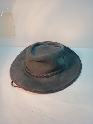 (1) PO The Swagman Australian Brown Leather Hat with Braid Accent Men's ...