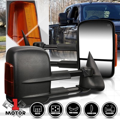 [Pair]Power+Heated Extendable LED Signal Towing Side Mirror for 99-02 ...