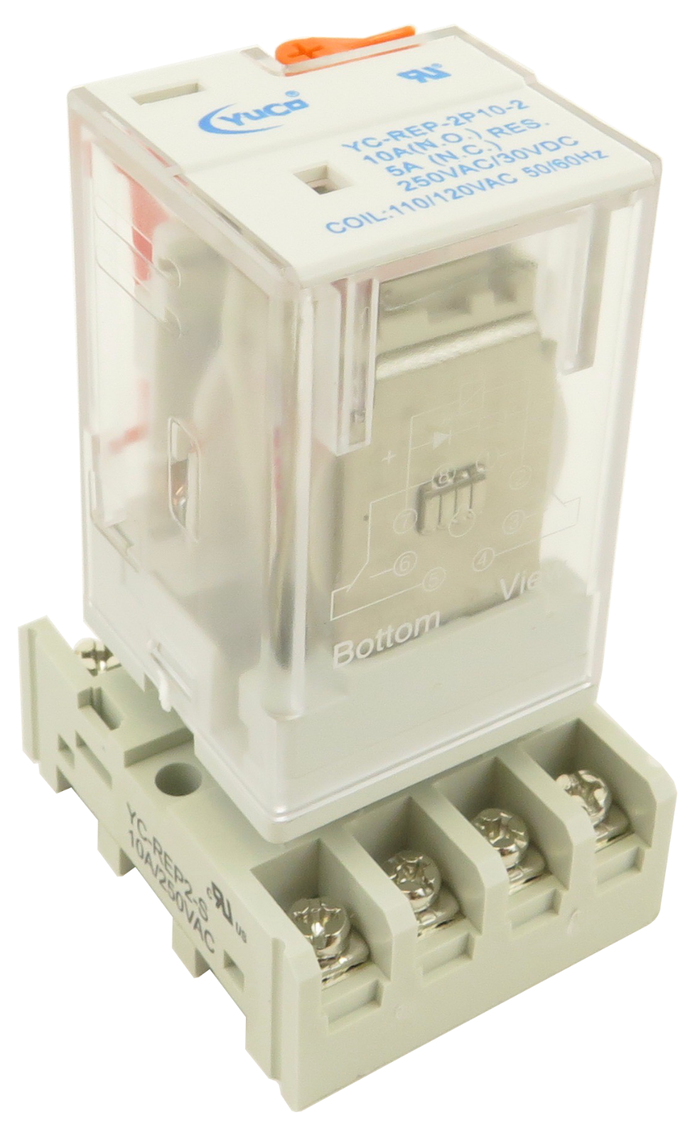 Yuco Ice Cube General Purpose 8-Pin Relay + Socket 2PDT 10 Amp Choose ...