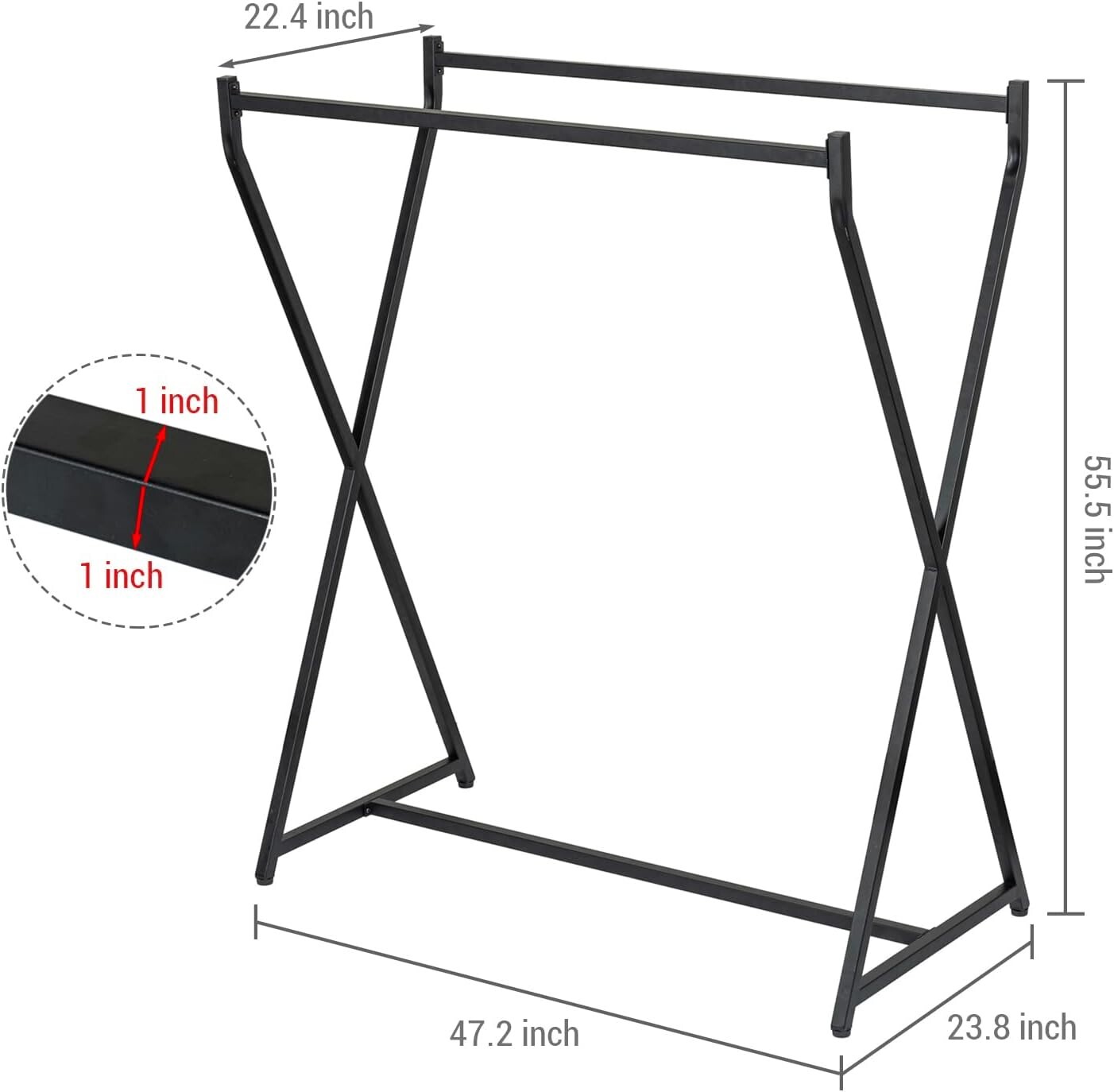 Heavy Duty Black Metal Double Rod Clothing Rack, Freestanding Garment ...