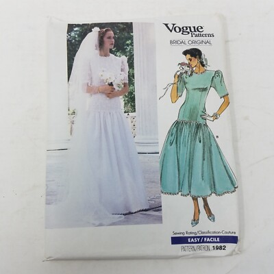 Vogue Bridal Original Sewing Pattern Drop Waist Wedding Dress Petticoat ...