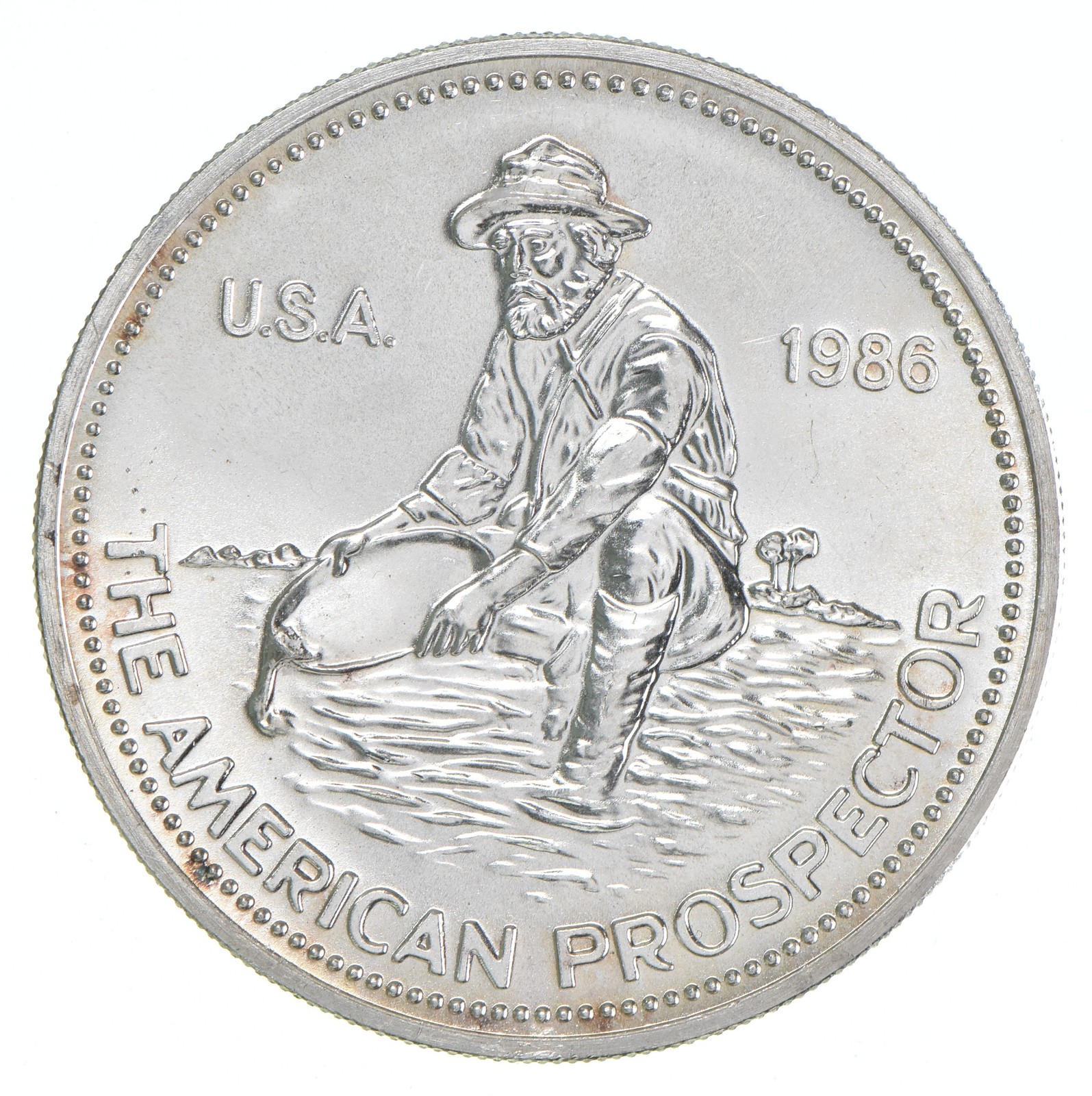 1986 1 Troy Oz. .999 Silver Engelhard American Prospector Silver Round ...