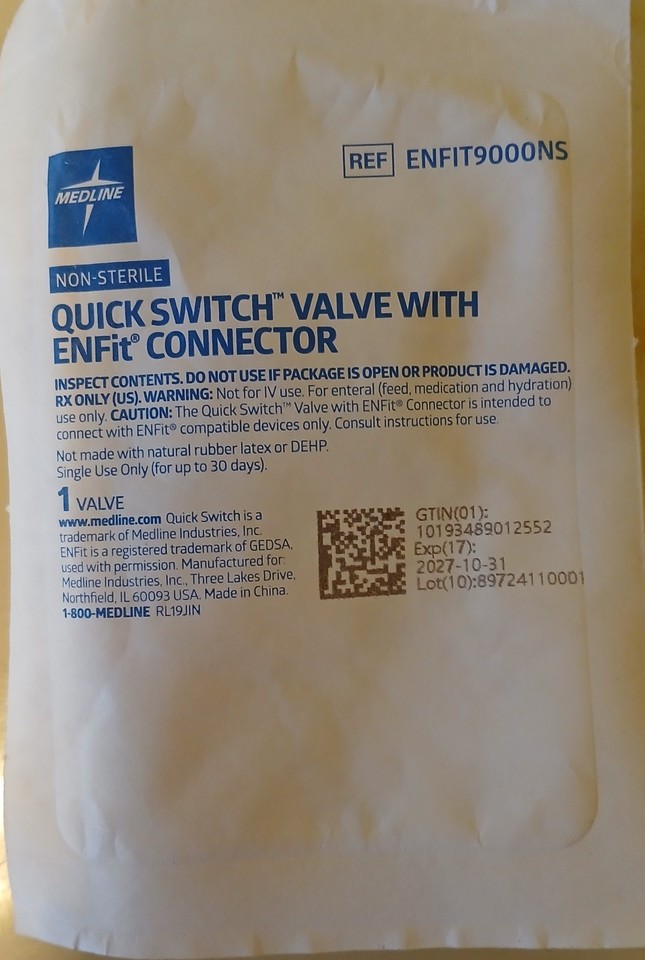 10 MEDLINE LOPEZ ENTERAL FEEDING VALVES with ENFIT CONNECTOR & TETHERED ...