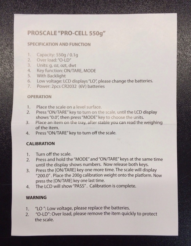 Pro Scale touch screen cell phone digital scale 550g X 0.1g Capacity No ...