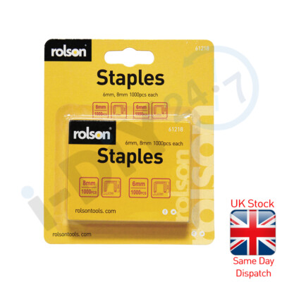 2000 Pcs Rolson 6mm, 8mm heavy duty staples for Staple Gun DIY work ...