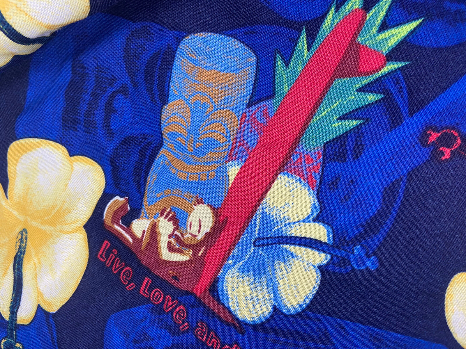 Vtg Disney Disneyland Button Up Shirt Mickey Goofy Tiki Floral Size L ...