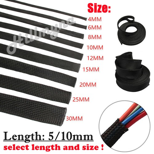 5/10M Black Expandable Sheathing Wire Cable Sleeving Braided Loom ...