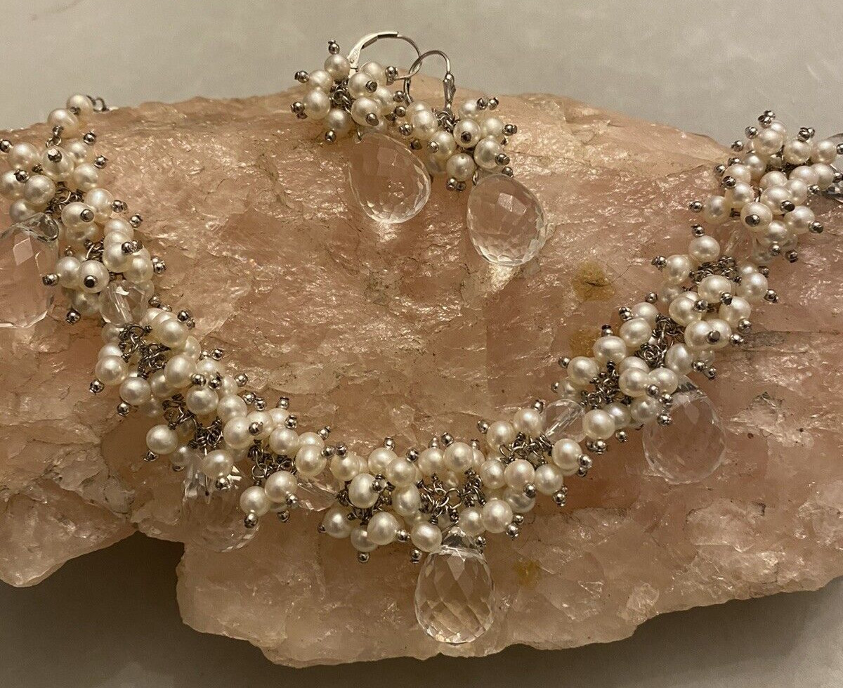 Ross Simons-Pearl-Crystal Quartz Teardrop-Sterling Si… - Gem