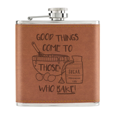 Good Dinge Come Sich Diese Who Bake 170ml Pu-Leder Flachmann Tan ...