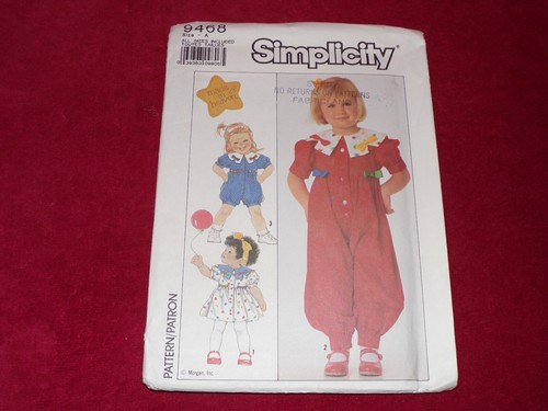 🦋 SIMPLICITY #9468-GIRLS SNAP CROTCH JUMPSUIT - ROMPER & DRESS PATTERN ...
