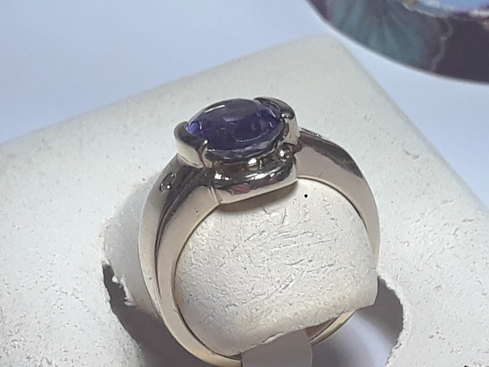 Estate 1.75ct Natural Tanzanite & Diam JC Rinker 14Kt YG 1/2 bezel S-4 ...