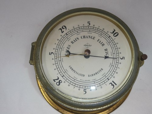 VINTAGE SWIFT INSTRUMENTS BRASS SHIP YACHT COMPENSATED BAROMETER WEST ...