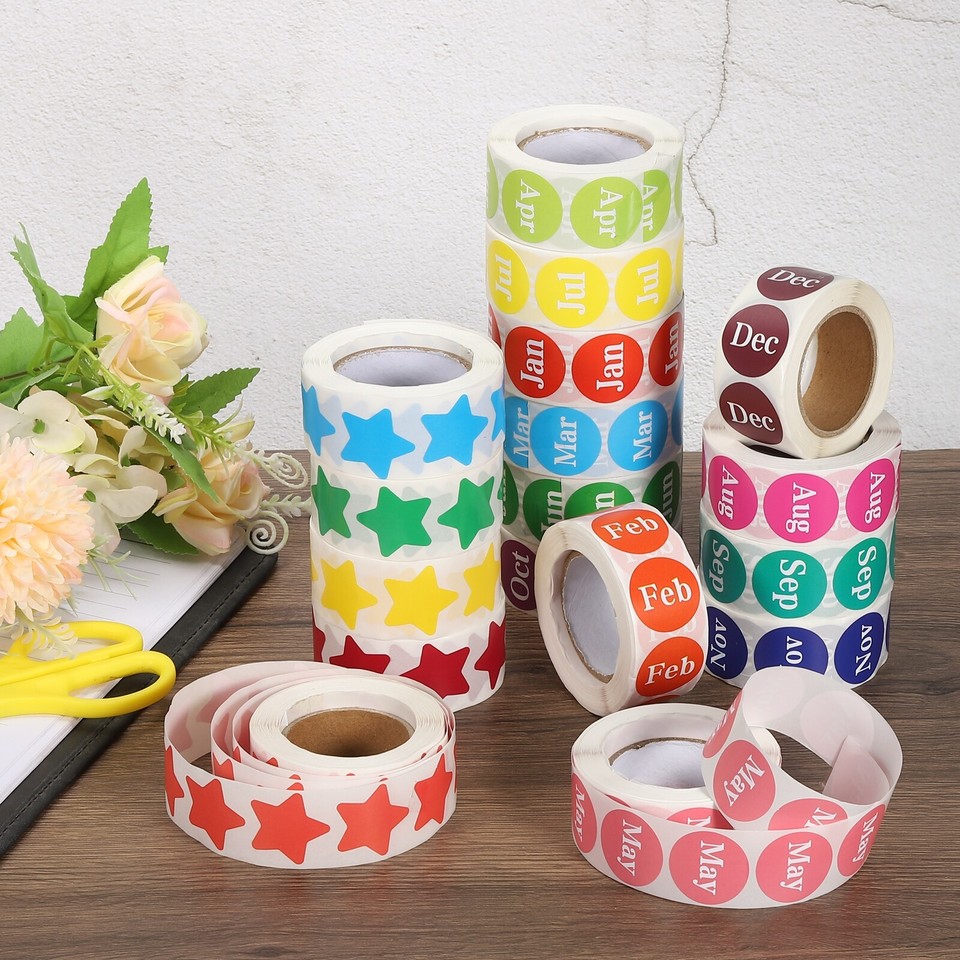 12 Roll Round Month Labels 1 Inch DIY Color Coding Circle Stickers 12 ...
