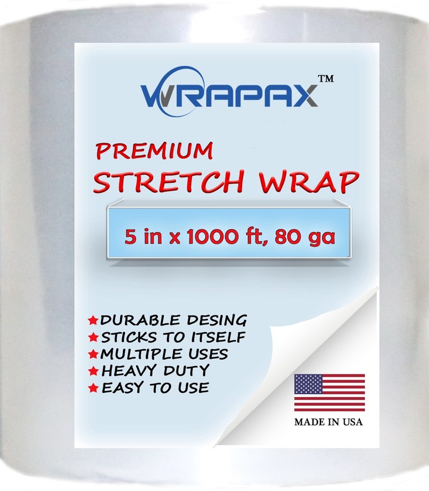 5" x 1000' 3 inch Core Shrink Wrap -80 ga - Plastic Stretch Wrap ( 12 ...