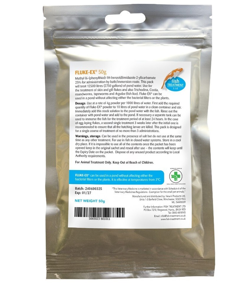 New Vetark Fluke-Ex 50g Skin Gill Fish Lice Parasite Solve Medication ...