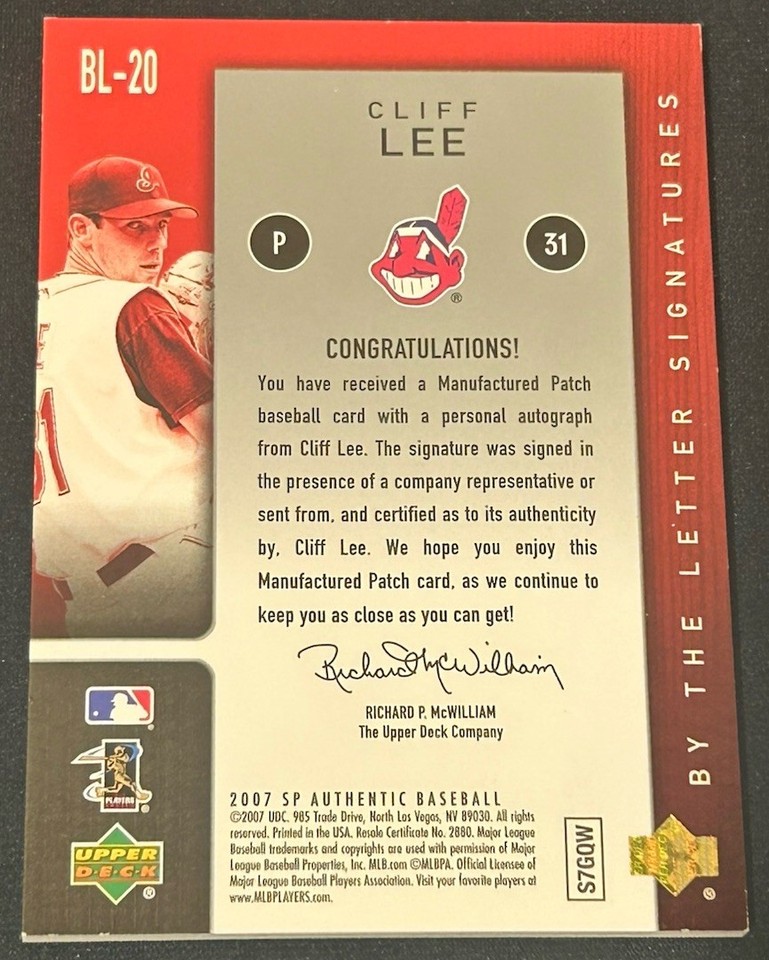 2007 SP Authentic Baseball By The Letter Signatures /75 Cliff Lee | eBay