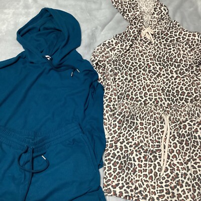 Victorias Secret Thermal Hooded Short PJ Set Lounge Pajamas Leopard ...
