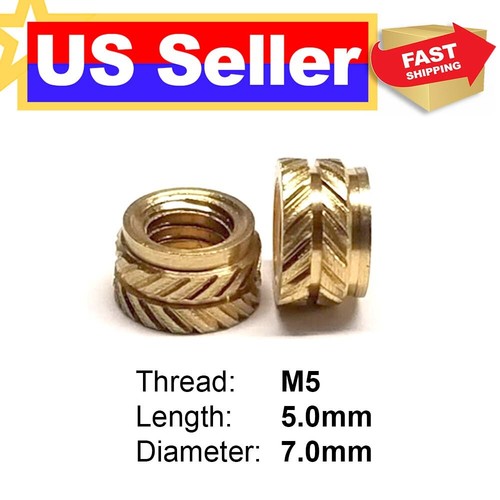 EZ INSTALL M5 x 5mm (6 pcs) Knurled Brass Threaded Heat Set Insert 3D ...