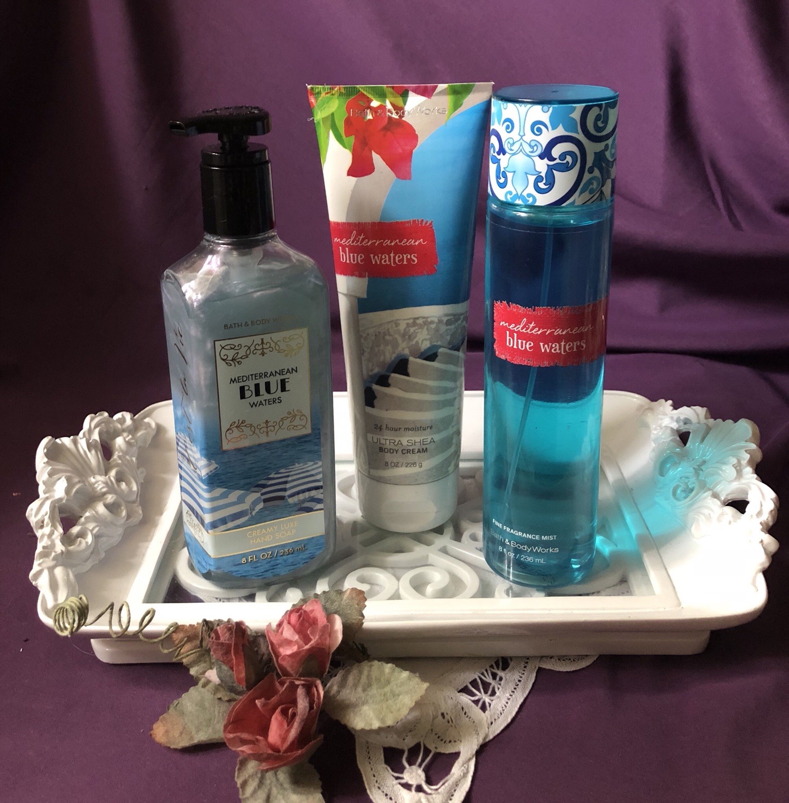 Set of 3 Bath & Body Works Mediterranean Blue Waters Body Mist Cream ...