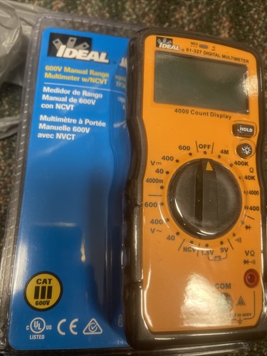 NEW Ideal 600V Manual Range Multimeter w/NCVT 61-327 4000 Count Display ...