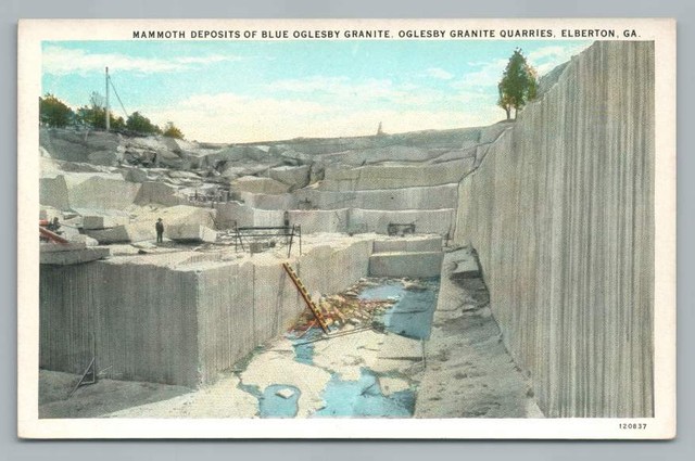 Blue Oglesby Granite ELBERTON Georgia~Antique Quarry Mine Postcard ...