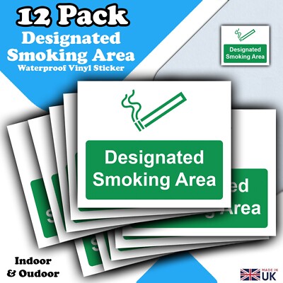 12-Pack Designated Smoking Area Sticker- Waterproof Vinyl Stickers 90mm ...