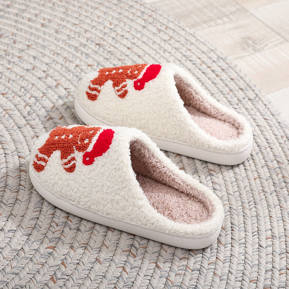 Gingerbread Man Fuzzy Indoor Slippers Cozy Cute for Winter Indoor (36 ...
