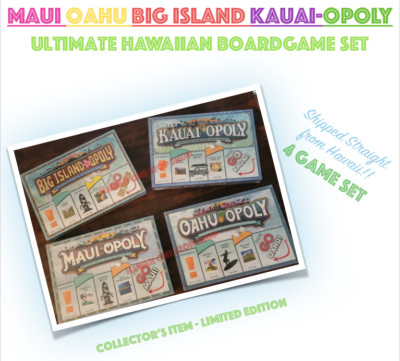 BigIsland Kauai Maui-OPOLY Hawaiian Monopoly Late for the Sky 4 SET ...